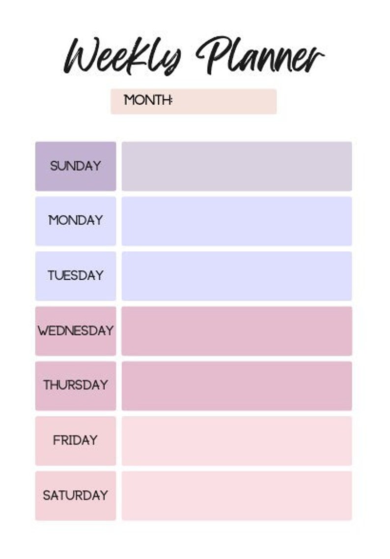 Colorful Weekly Planner - Etsy