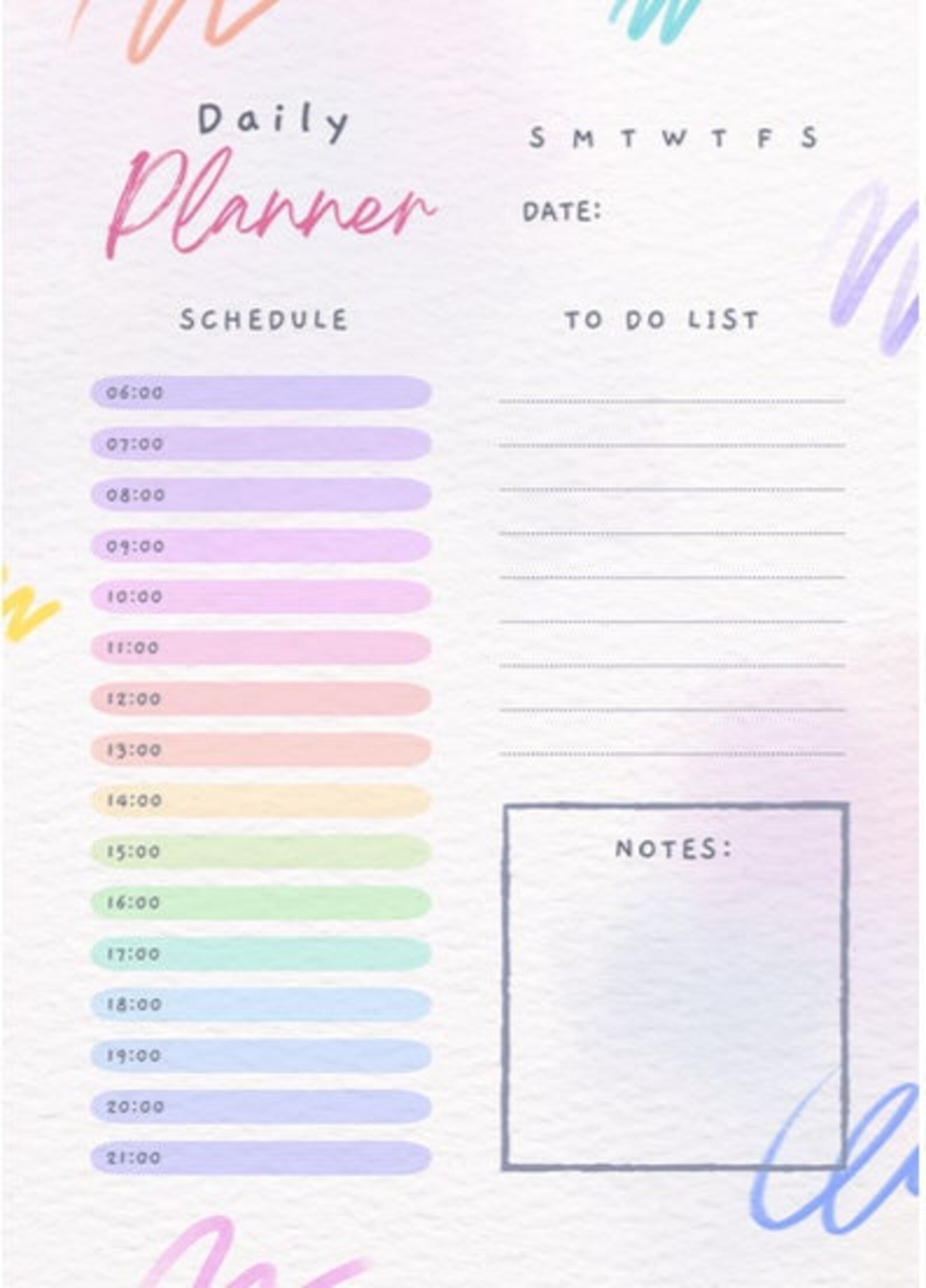 Colorful Daily Planner Digital Download Printable - Etsy