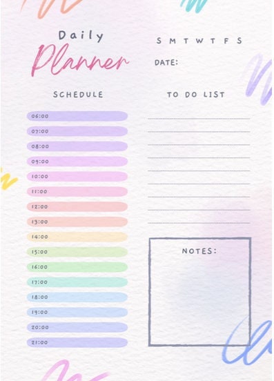 Colorful Daily Planner Digital Download Printable - Etsy