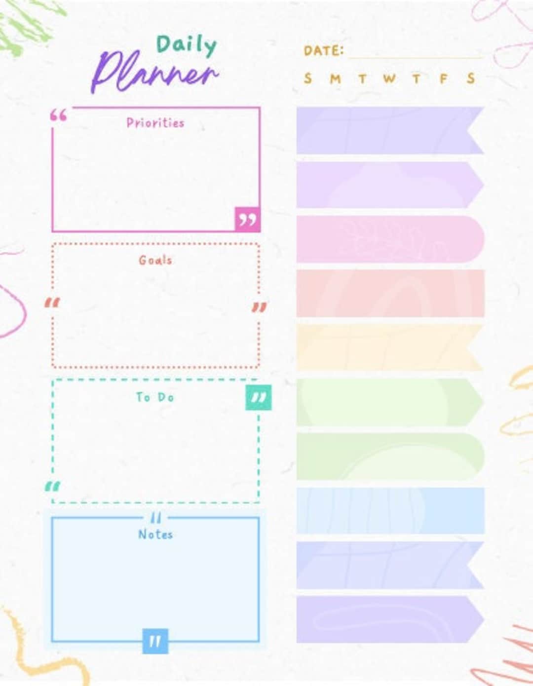 Colorful Daily Planner - Etsy