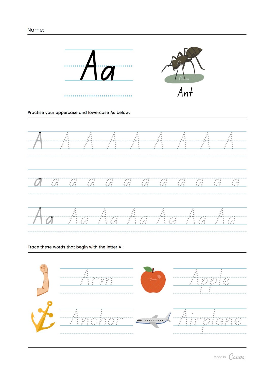 Alphabet Handwriting Practice Worksheets - Etsy