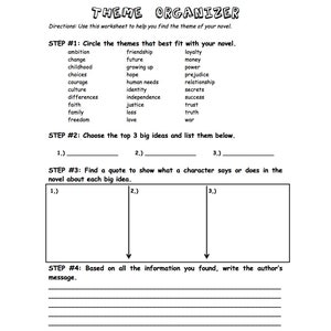 Worksheet for Any Novel - Etsy