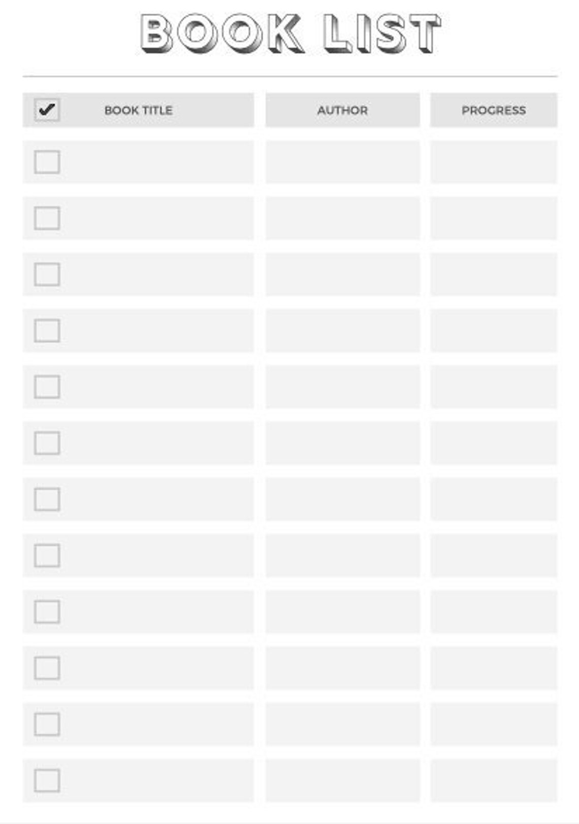 Book List Printable Worksheet - Etsy