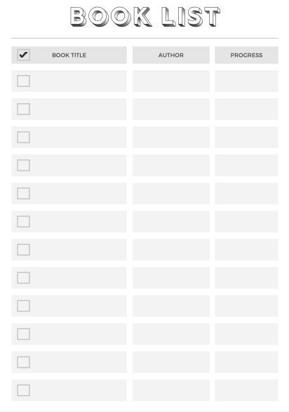 Book List Printable Worksheet - Etsy