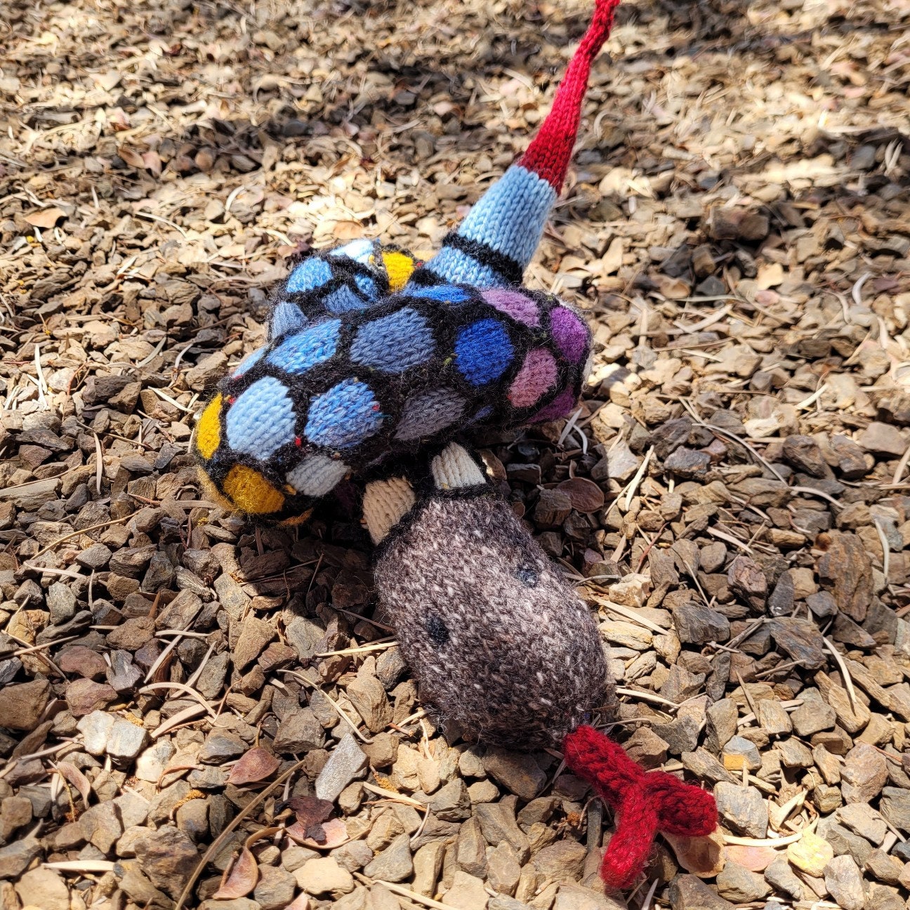 Hand-knitted Rainbow Snake Stuffed Animal Gray Head - Etsy