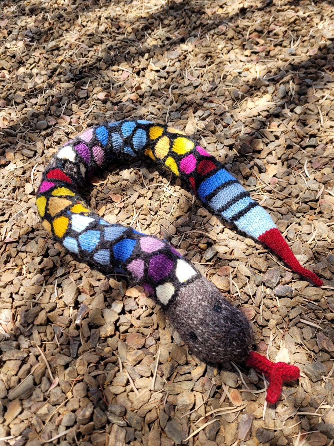 Hand-knitted Rainbow Snake Stuffed Animal Gray Head - Etsy