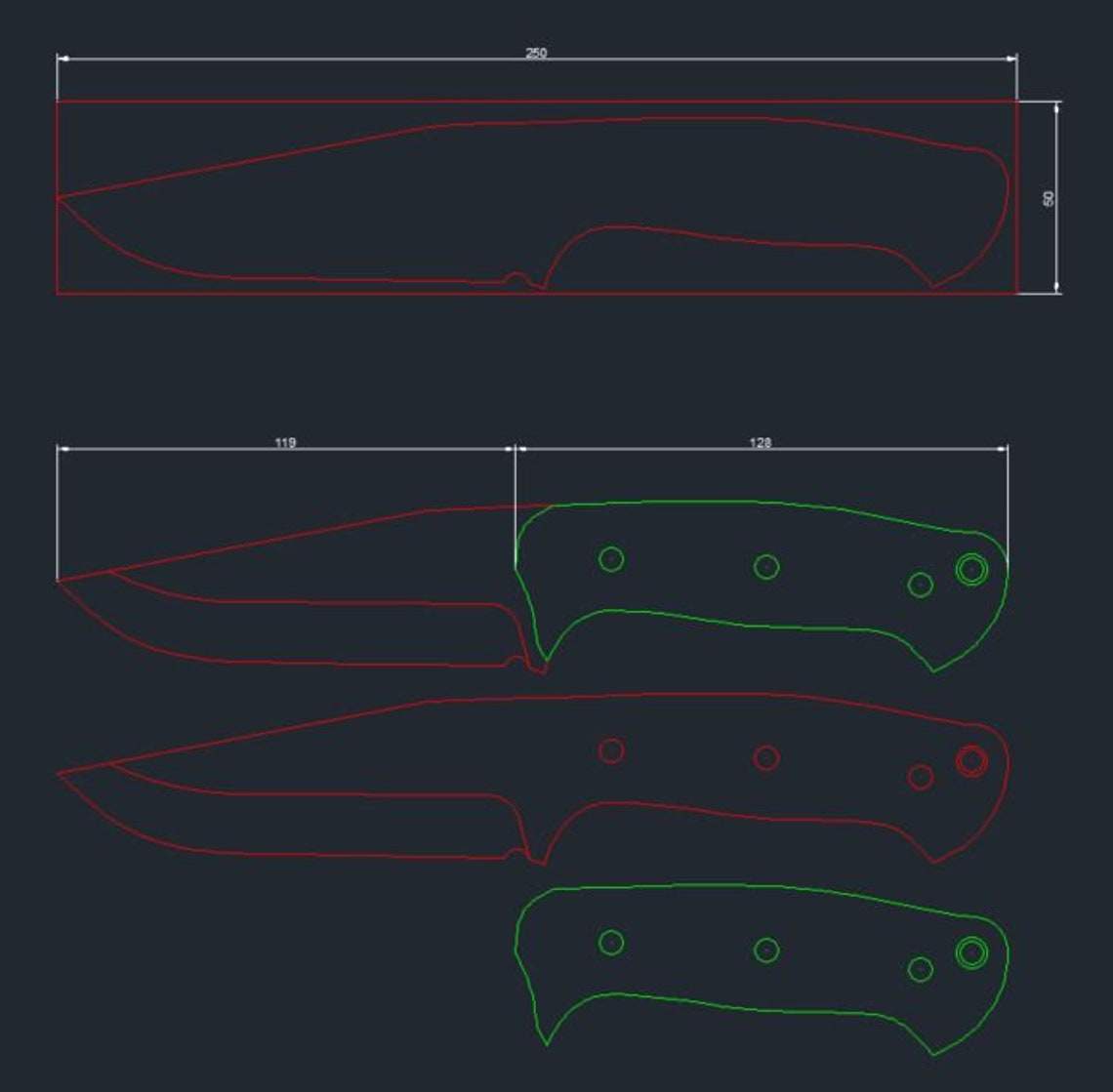 Bushcraft Knife Template NP Ready for Cutout Laser Cutting - Etsy