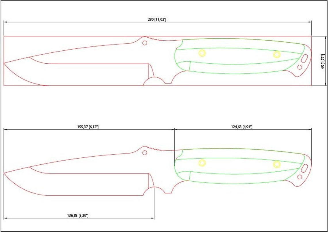 Bushcraft Knife Template CY095, Laser Cut Ready (digital Files) - Etsy