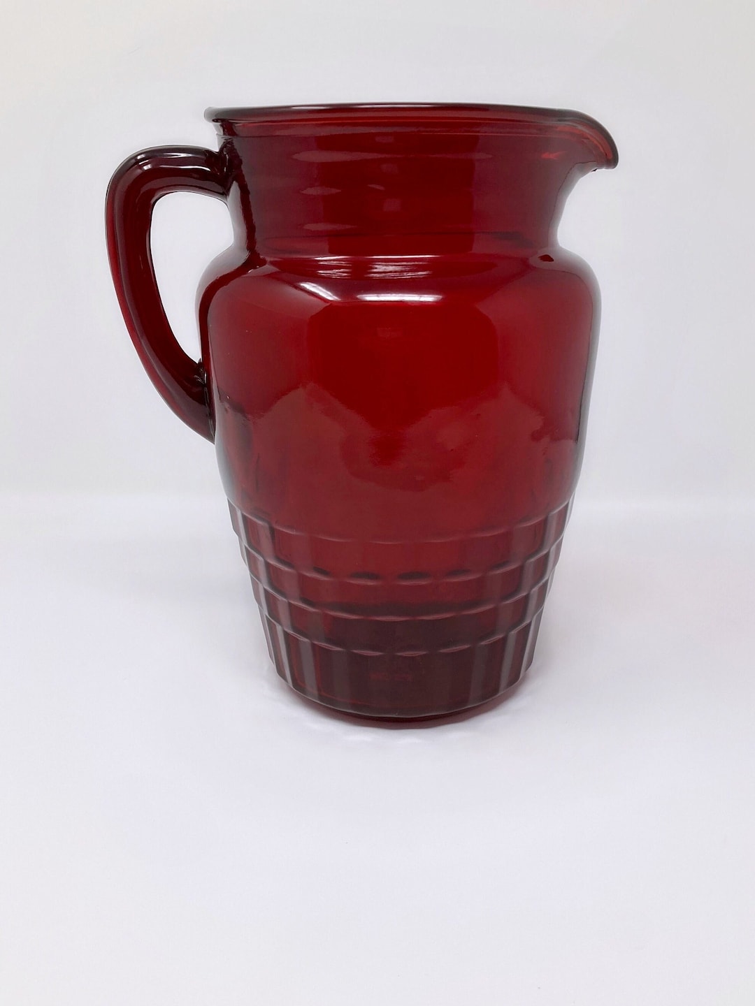 Anchor Hocking Royal Pitcher Cubist | Antique Ruby Red Pitcher 8" - Etsy