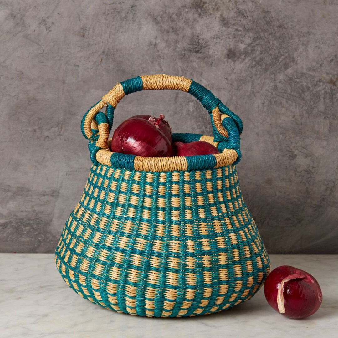 Small Turquoise Pot Basket - Etsy