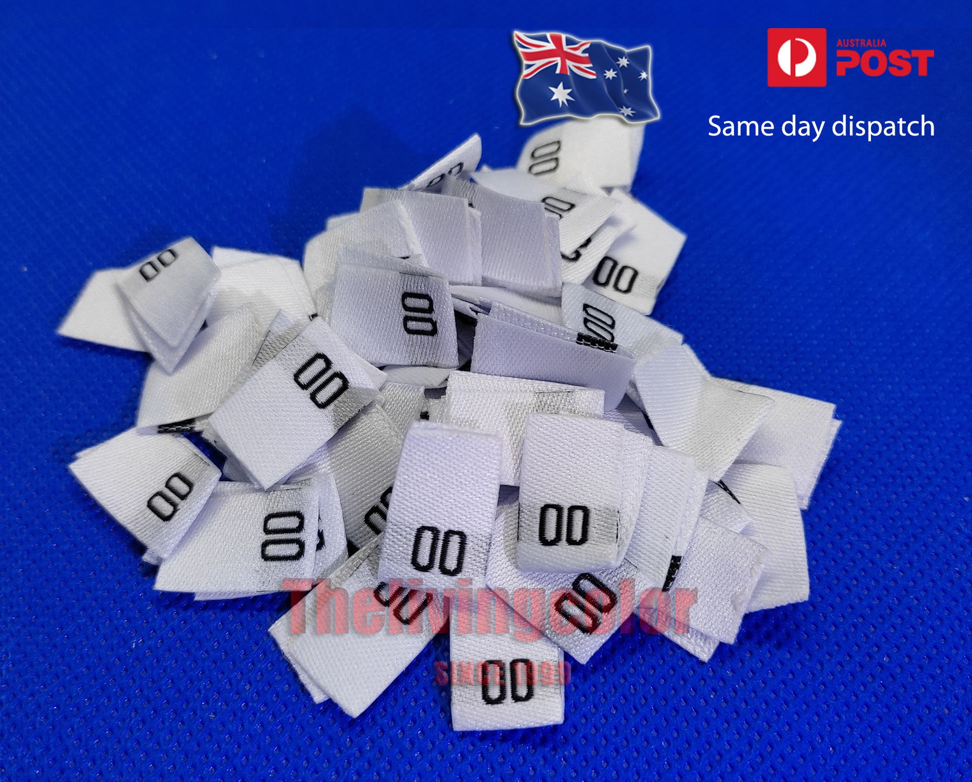 WHITE Size Labels PIPS Damask Woven 000,0,1,2,3,4,5 - Pack of 50pcs ...