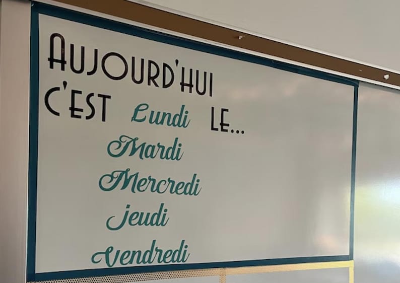 French Days of the Week Vinyl Decal: Classroom Whiteboard Decor - Etsy