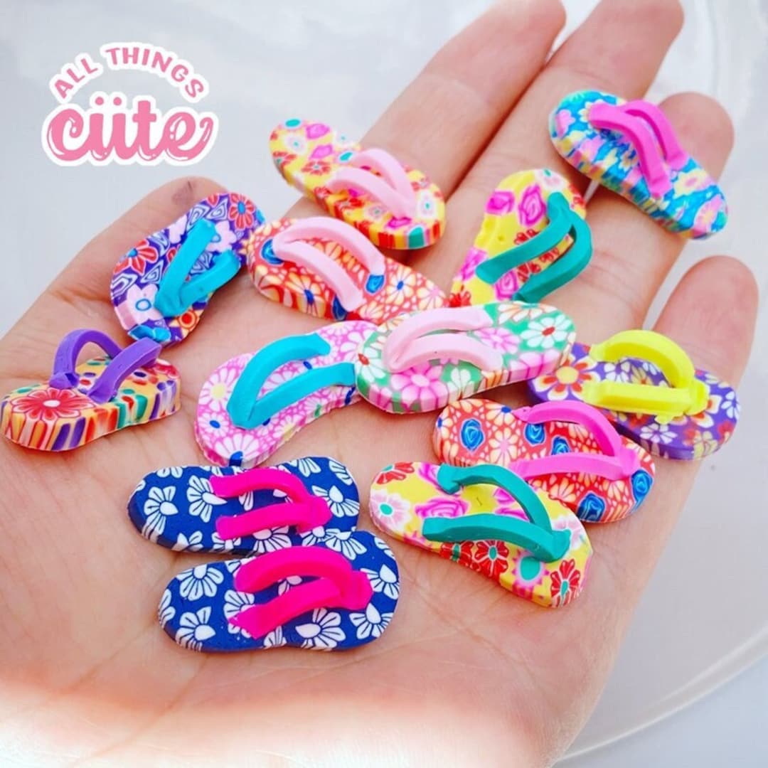 8x Miniature Flip Flops Cabochon for Crafting Mini Sandals Charms ...