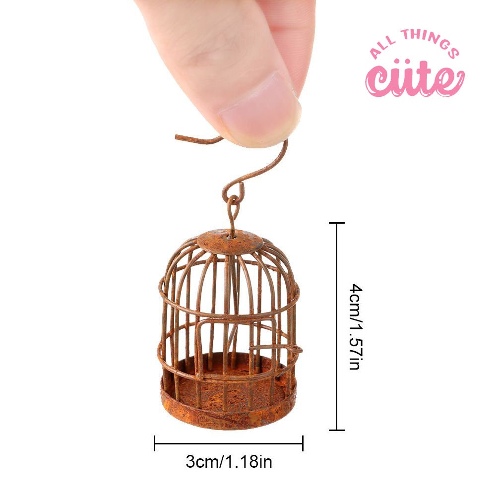 Miniature Bird Cage for Dolls Miniatures Garden Fancy Birdcage Blythe ...