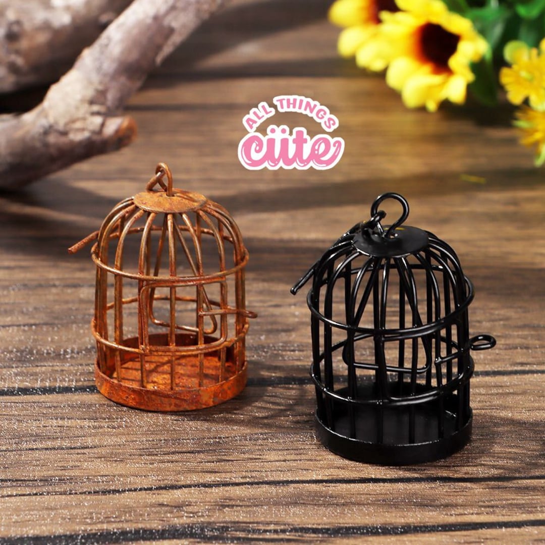 Miniature Bird Cage for Dolls Miniatures Garden Fancy Birdcage Blythe ...