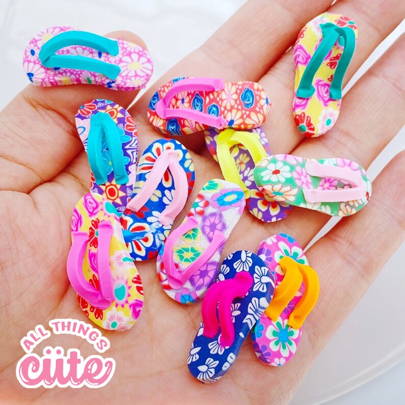 8x Miniature Flip Flops Cabochon for Crafting Mini Sandals Charms ...