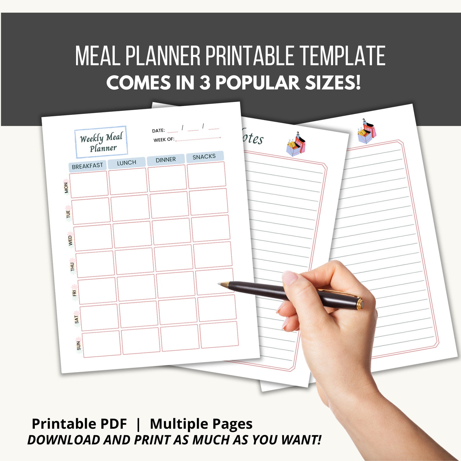 Printable Meal Planner, Blank Meal Planner Printable, Undated Meal ...