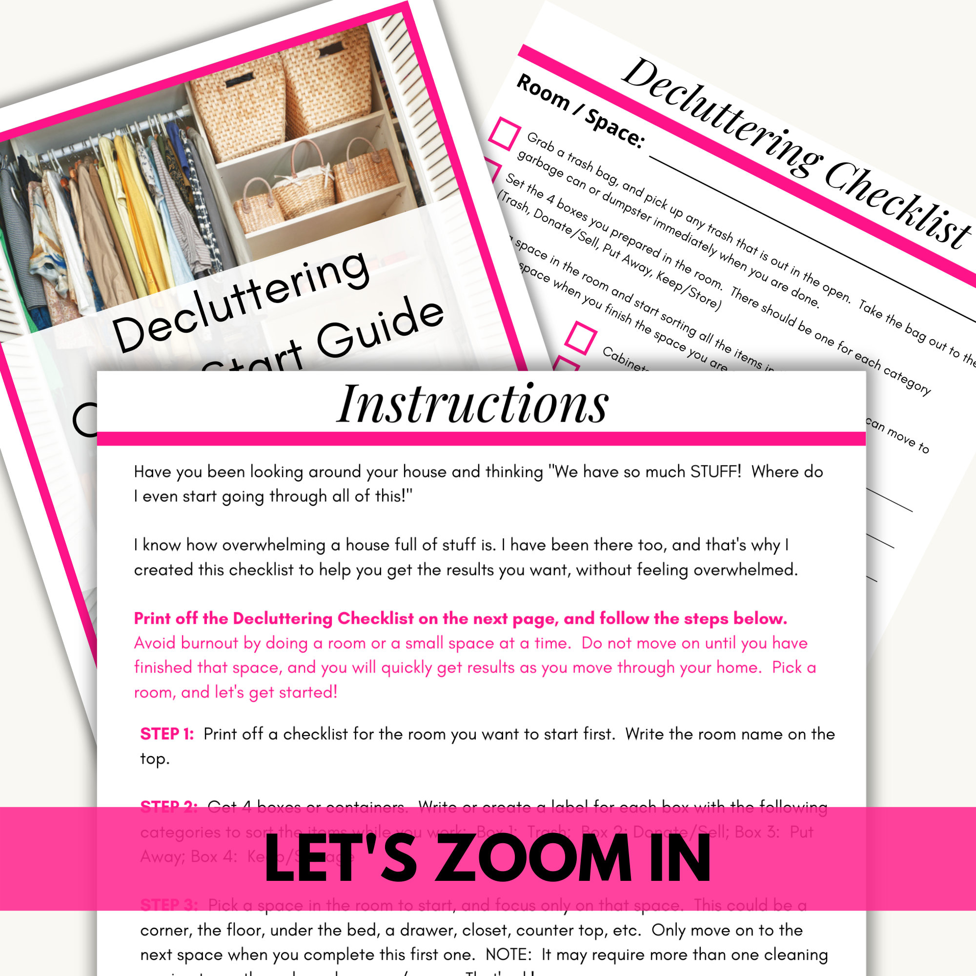 Printable Decluttering Checklist PDF, PLR Decluttering Guide, Editable ...
