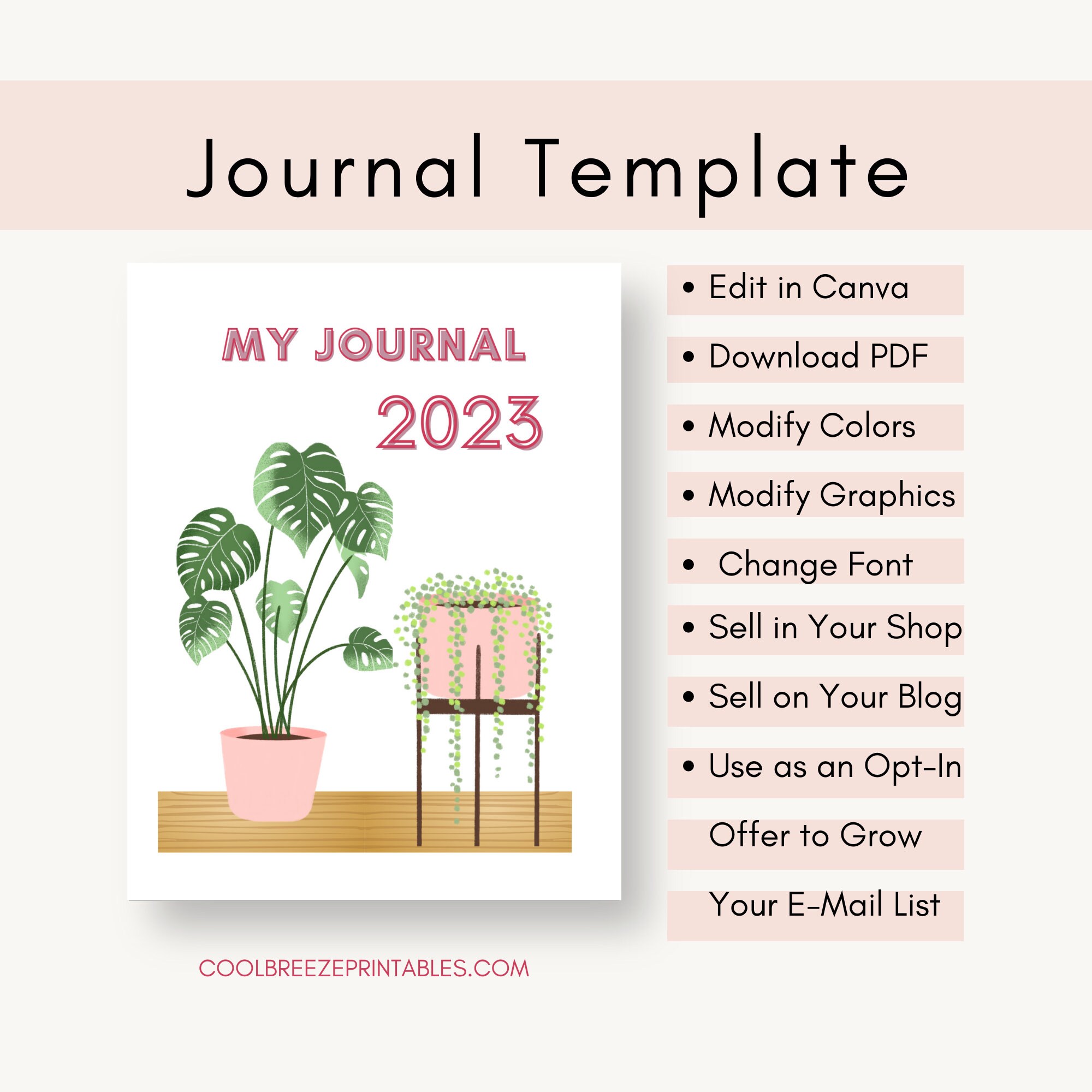 Printable Journal Pages, Editable Houseplant Journal Template, Editable ...