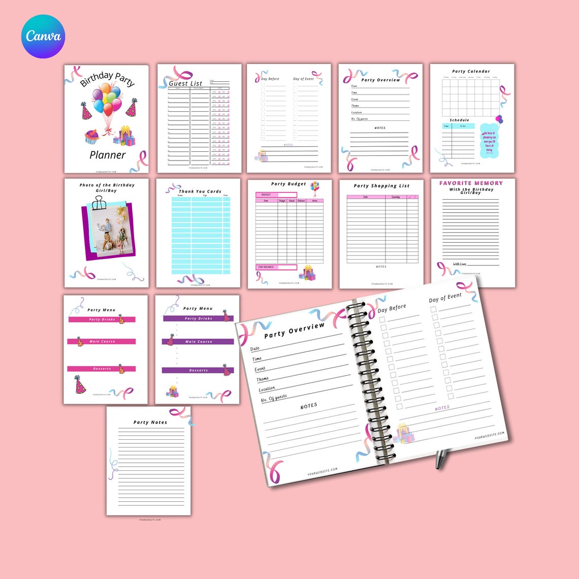 Canva Planner 13 Templates for Party Planner Canva Planner - Etsy