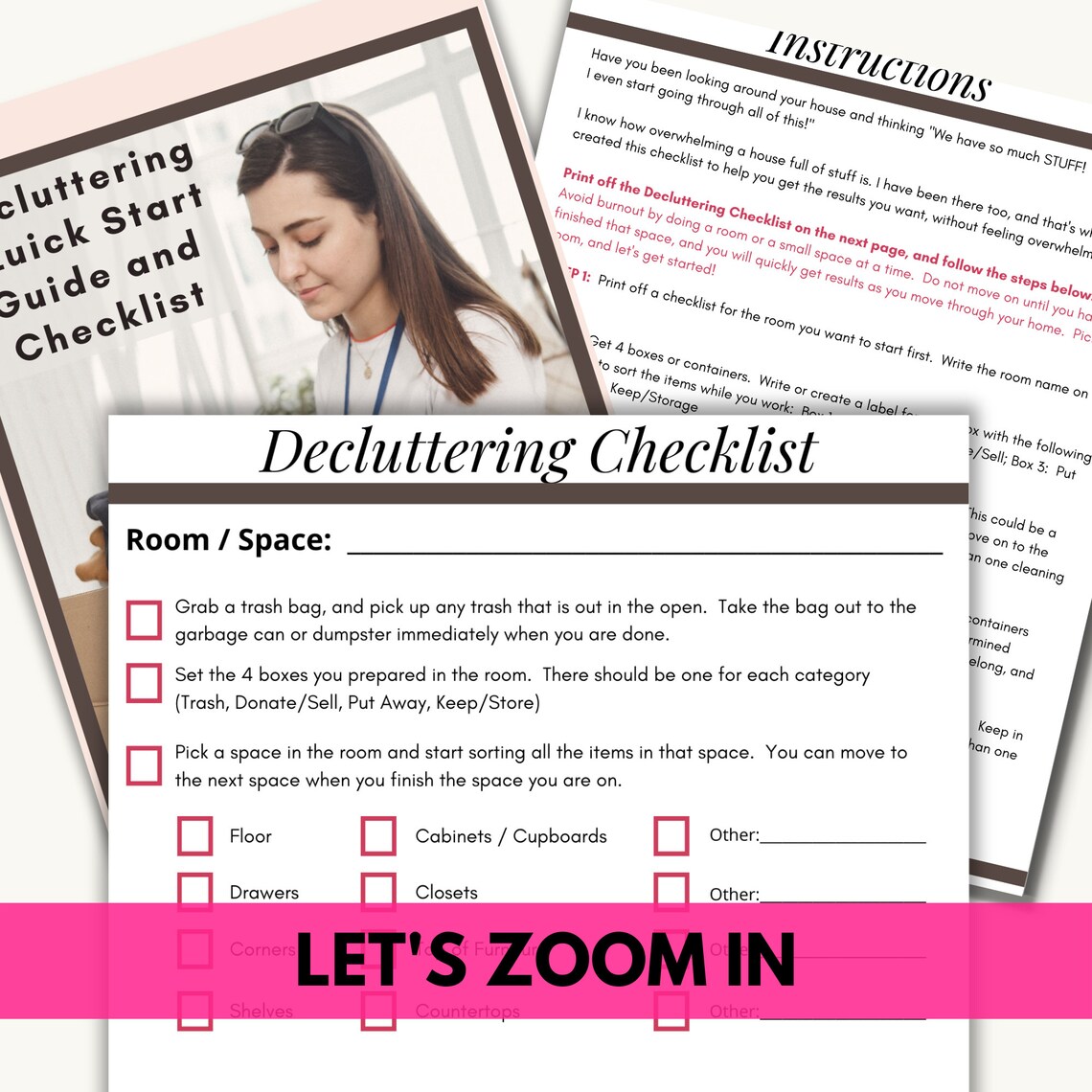 Printable Decluttering Checklist PDF, PLR Decluttering Guide, Editable ...
