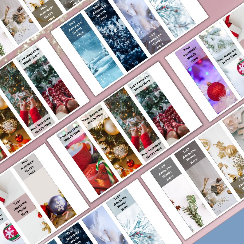 Printable Christmas Bookmark Template, PLR Bookmark Templates, Editable ...