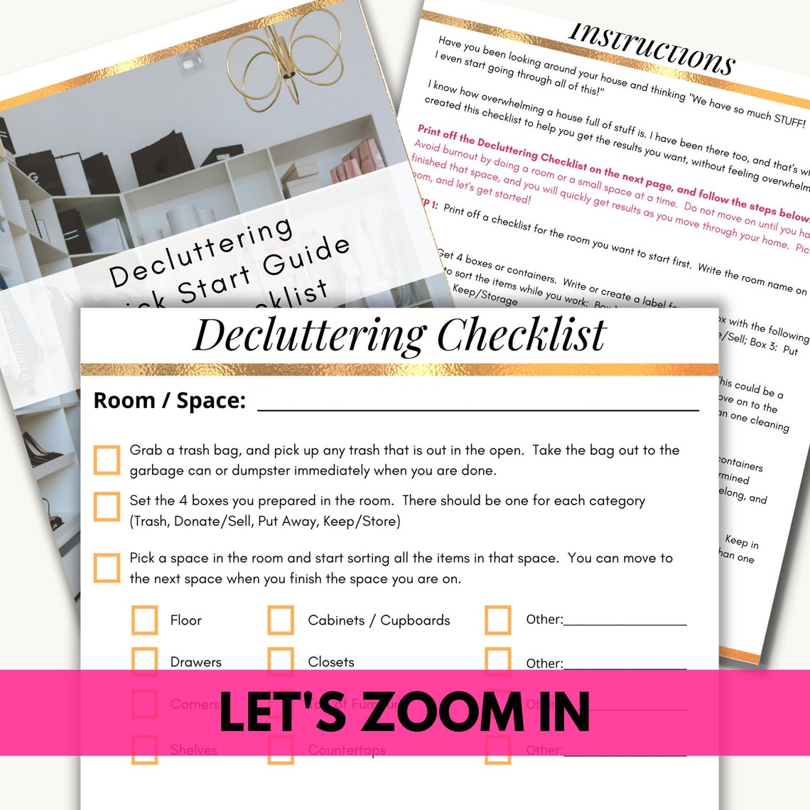 Printable Decluttering Checklist PDF, PLR Decluttering Guide, Editable ...