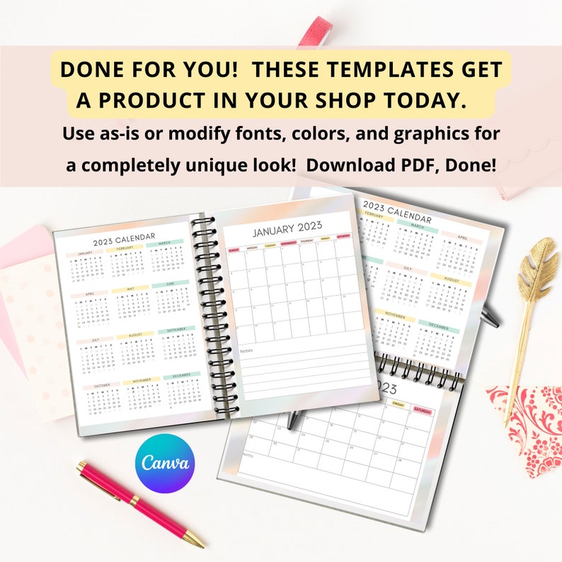 Buy Canva Printable 2023 Calendar Template Canva Calendar Online In 