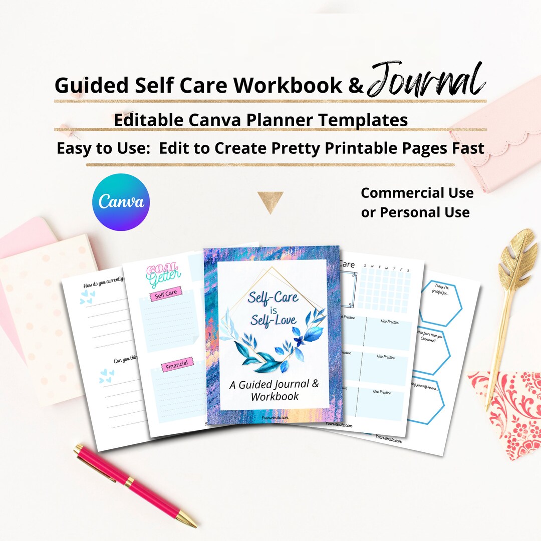 Canva Planner 27 Templates for Guided Journal, Canva Workbook Editable ...
