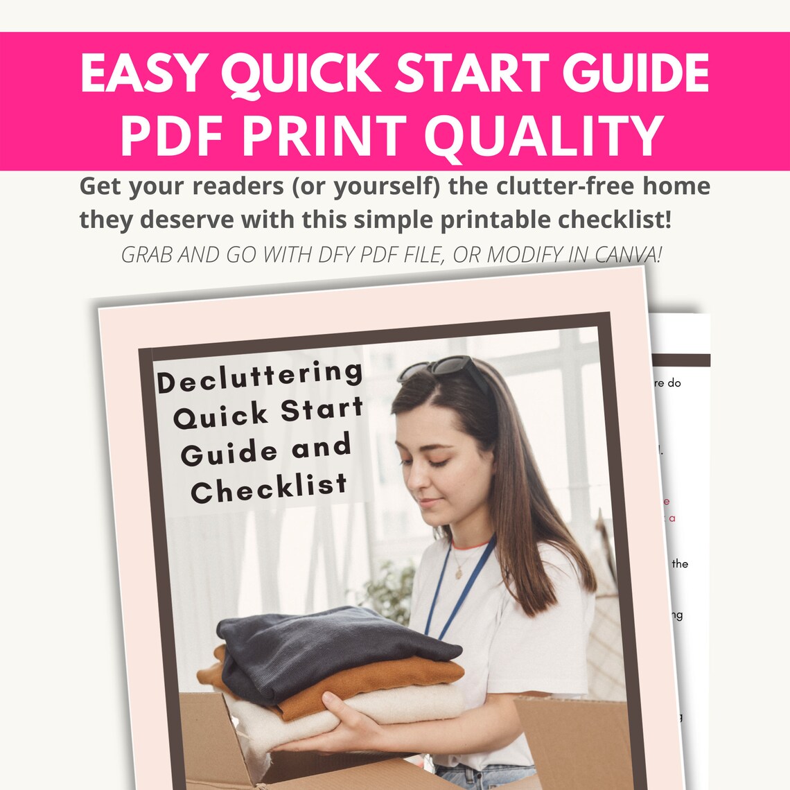 Printable Decluttering Checklist PDF, PLR Decluttering Guide, Editable ...