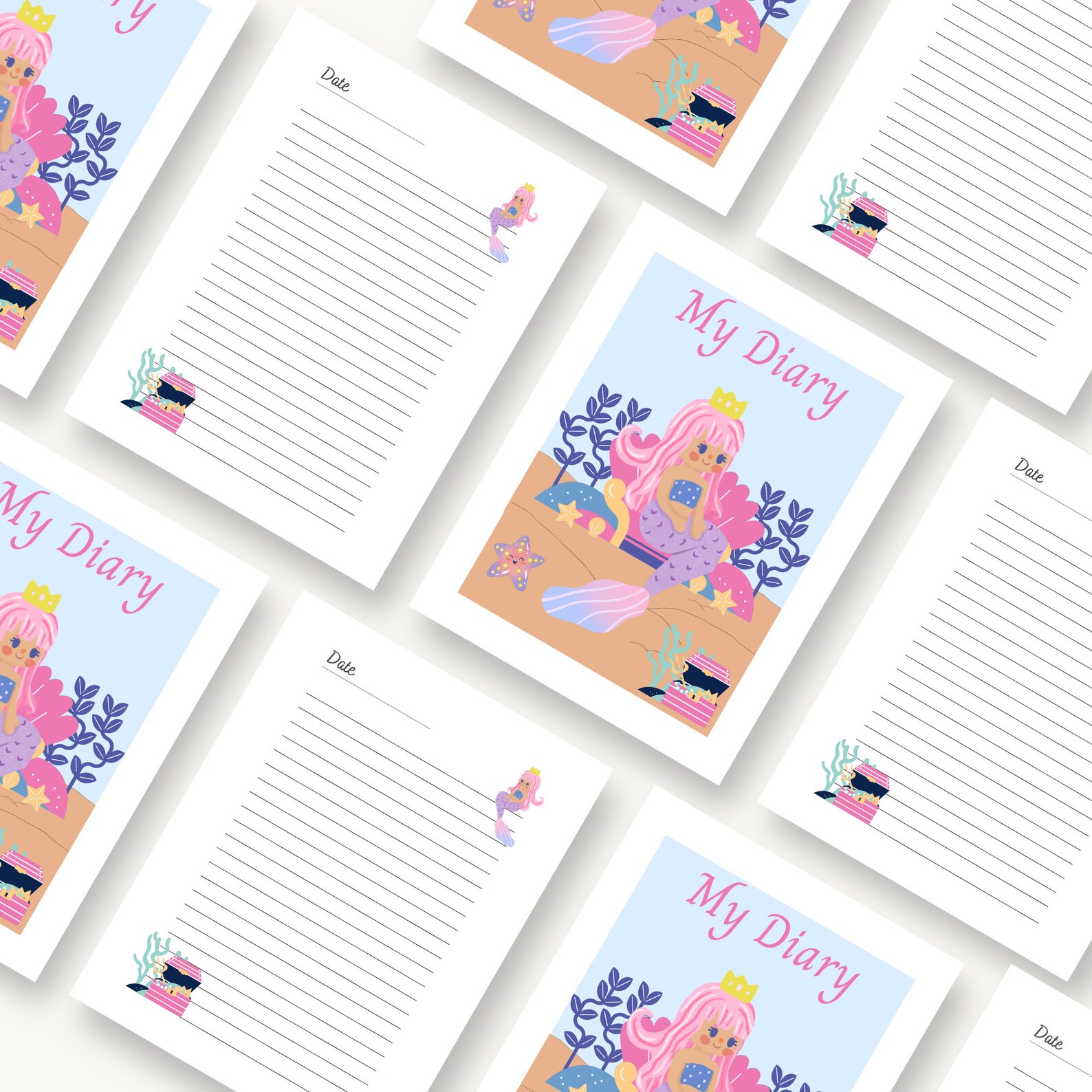 Printable Journal Pages, Editable Mermaid Diary Template, Editable ...