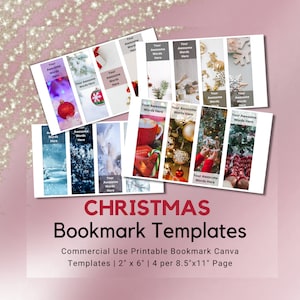 Printable Christmas Bookmark Template, PLR Bookmark Templates, Editable ...
