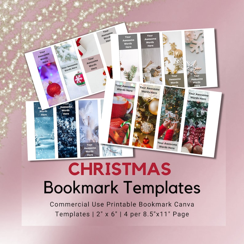 Printable Christmas Bookmark Template, PLR Bookmark Templates, Editable ...