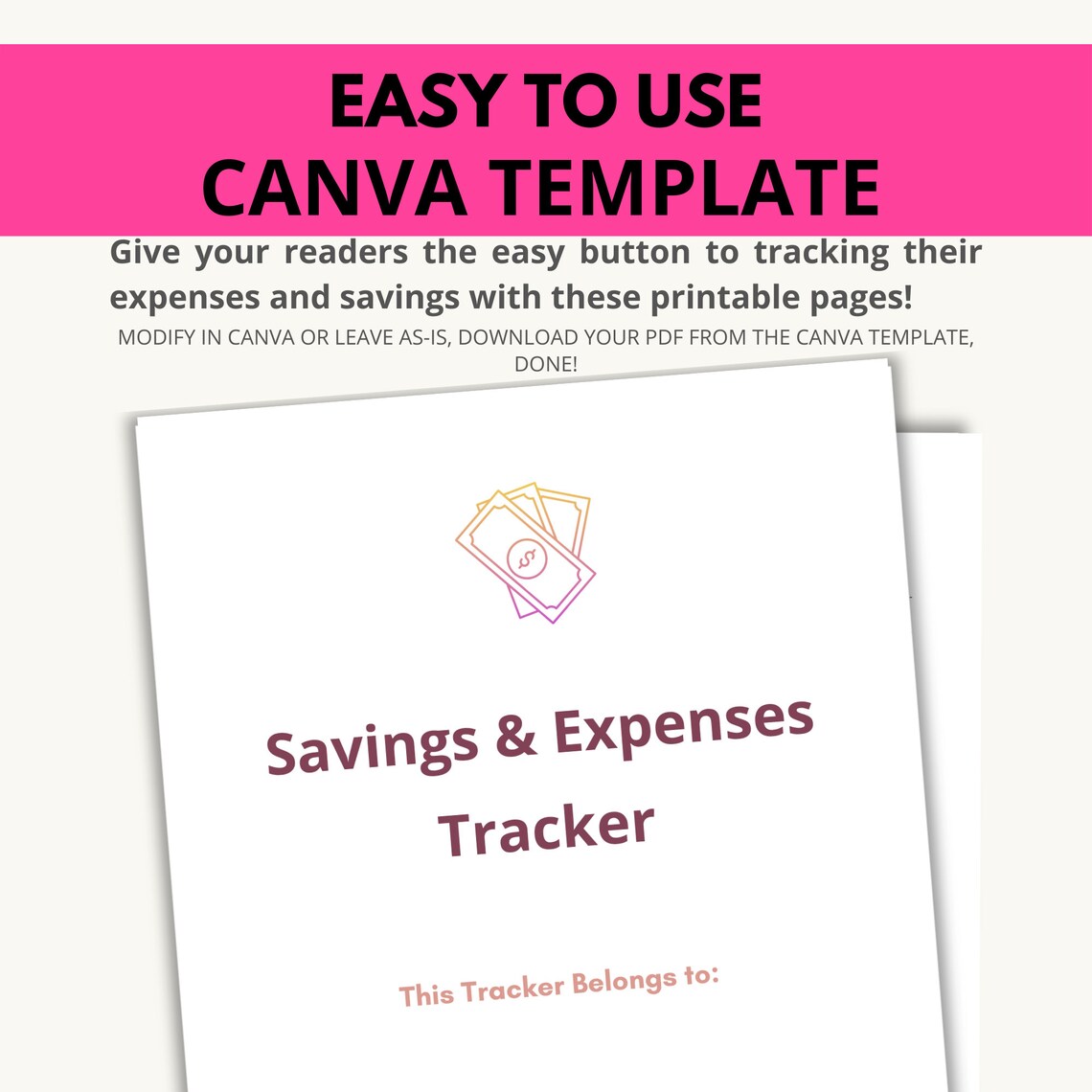 Editable Budget Tracker Canva Templates, Expense Template Editable in ...