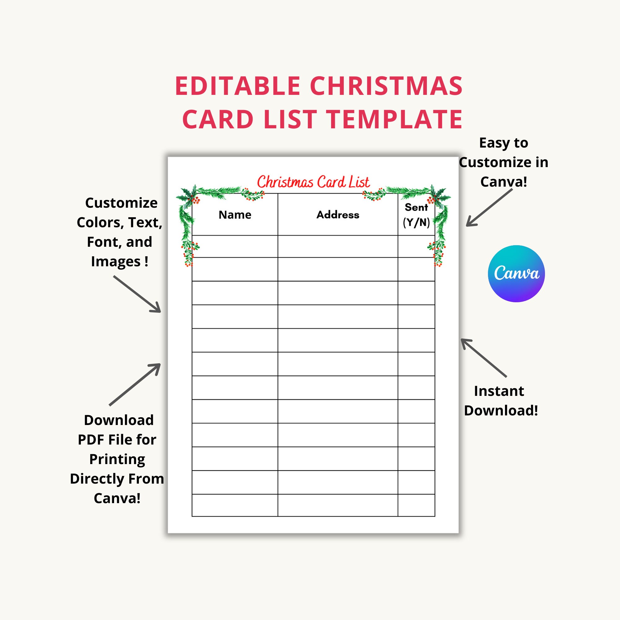 Holiday 13 Canva Templates Bundle, Christmas Editable Canva PLR ...