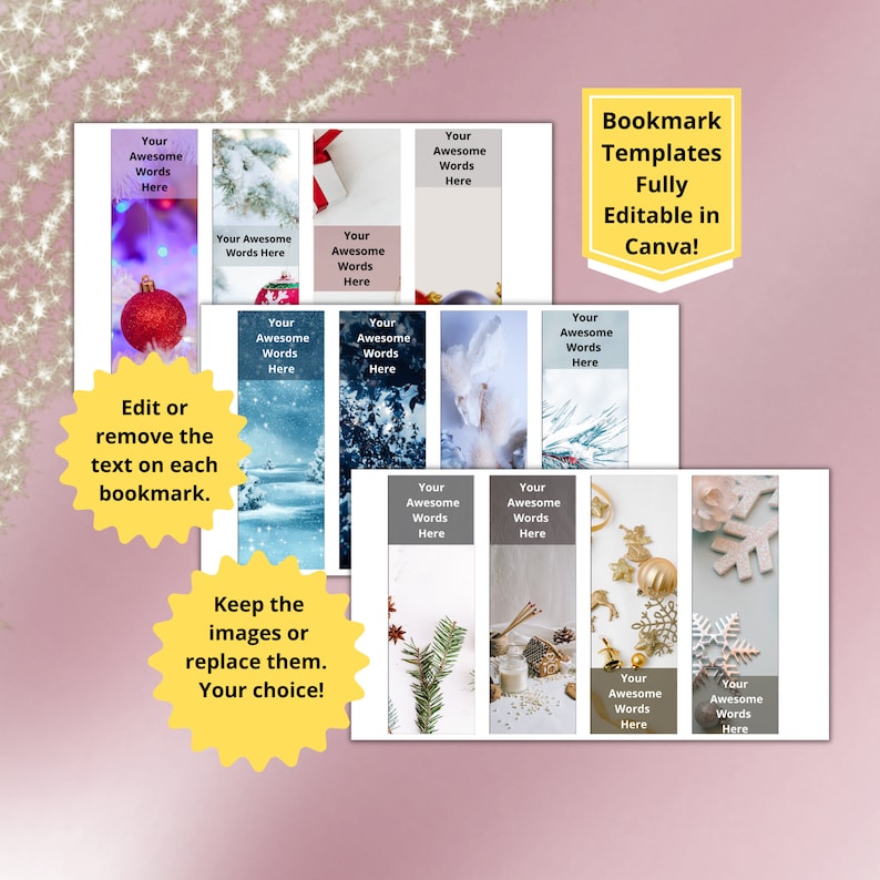 Printable Christmas Bookmark Template, PLR Bookmark Templates, Editable ...