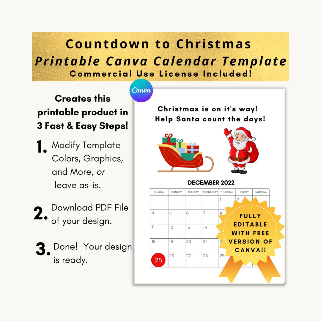 Christmas Countdown Template Canva Template for Xmas - Etsy