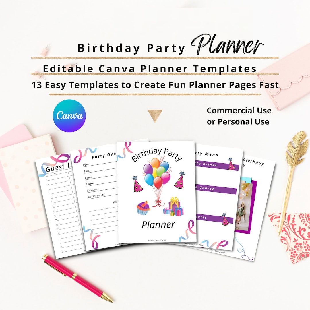 Canva Planner 13 Templates for Party Planner, Canva Planner Editable ...