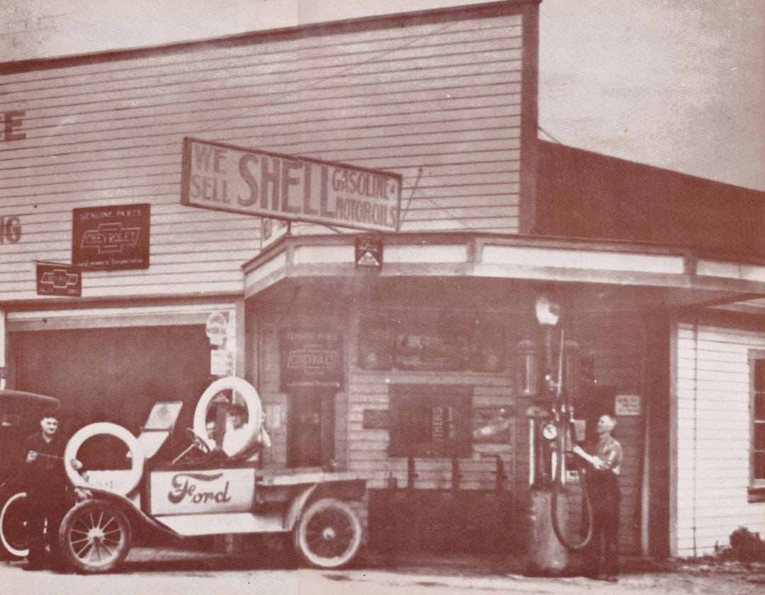 Vintage Sepia Tone Nostalgic Art Print - Shell Gas, Old Ford Pickup ...