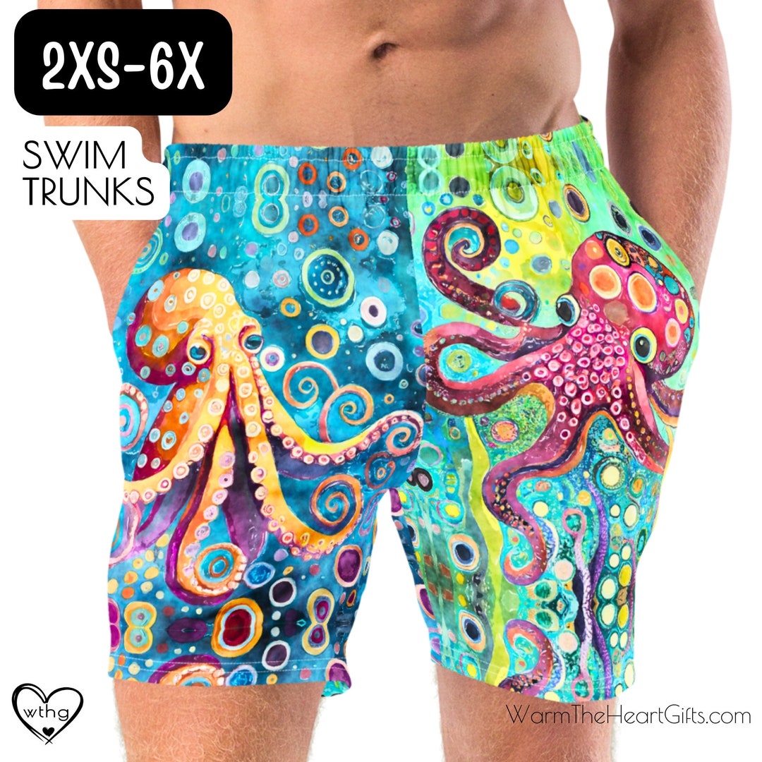 Octopus Swim Trunks Recycled Mens Bathing Suit With Pockets 5708-MST ...