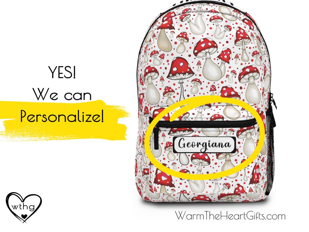 Custom Mushroom Laptop Backpack Cute Cottagecore Aesthetic Canvas Bag ...