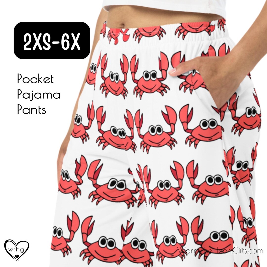 Crab Pajama Pants With Pockets Sea Life PJ Bottoms 5683-PJU Crabs - Etsy