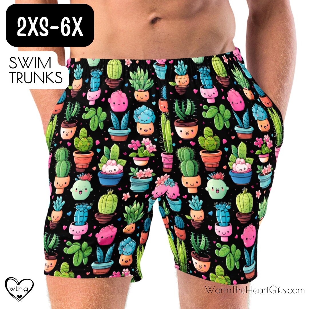 Cactus Swim Trunks Recycled Mens Bathing Suit With Pockets 5721-PJU ...