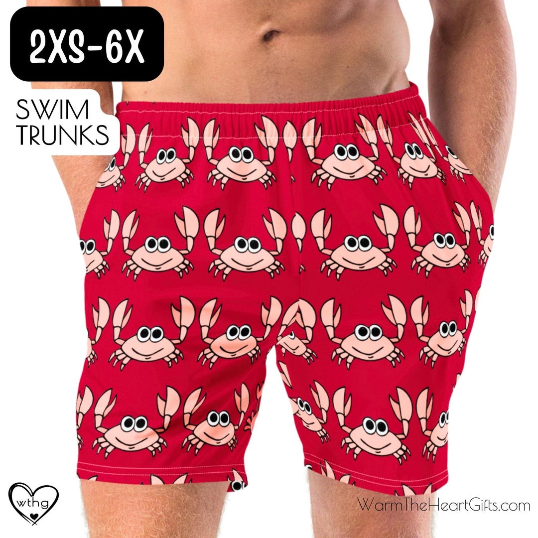 Crab Swim Trunks Recycled Mens Bathing Suit With Pockets 5683-MST Crabs ...