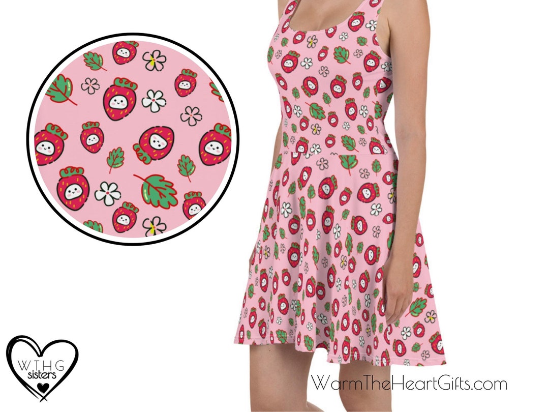 Strawberry Dress Flowy Skater Dress Kawaii Style Fit and Flare Berry ...