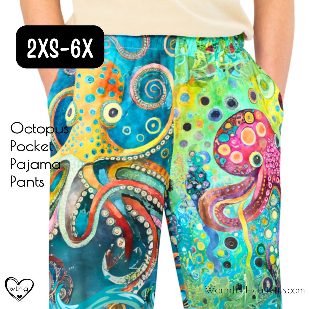 Octopus Pajama Pants Pocket PJ Bottoms Kraken Sea Creatures | 5672-PJU ...