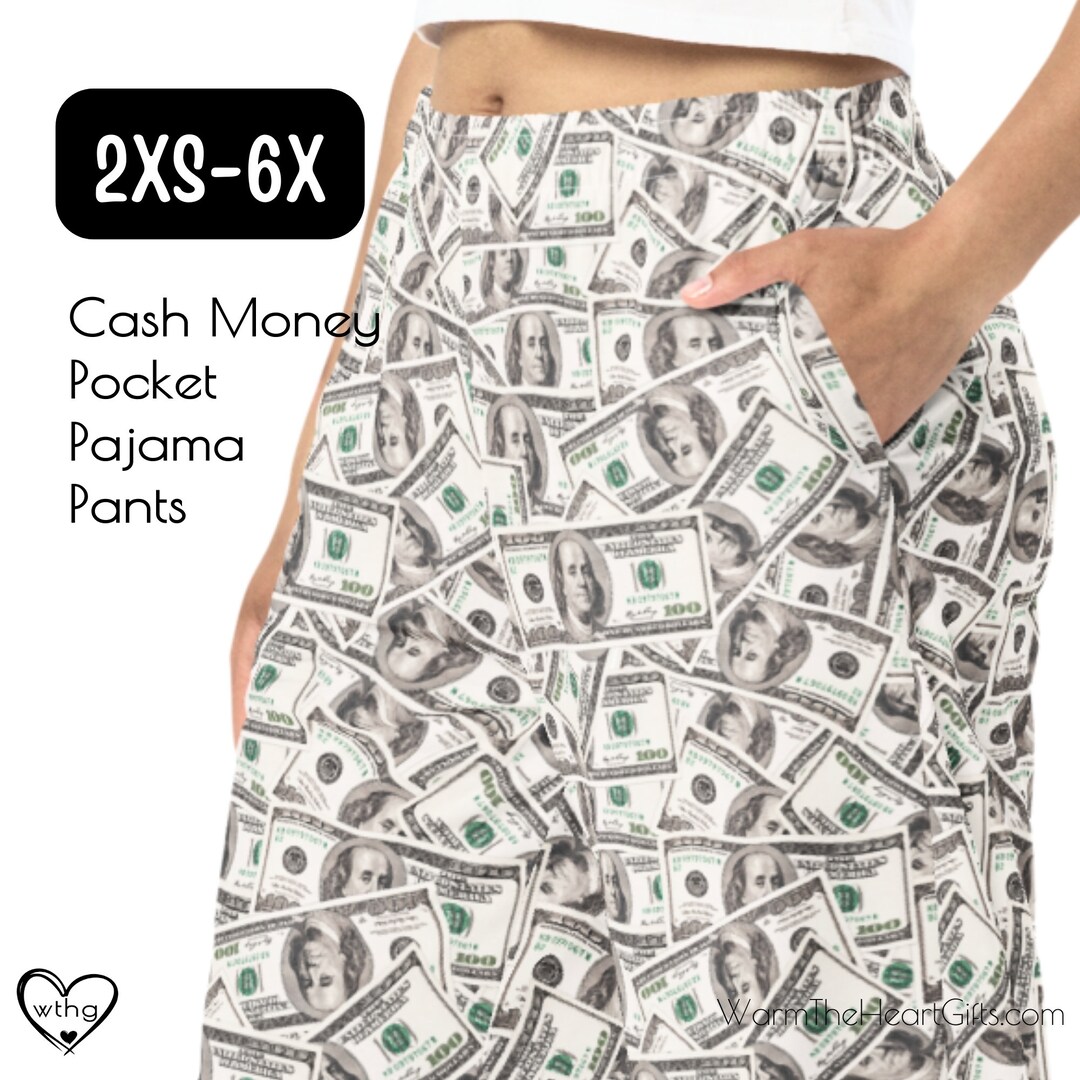 Cash Money Pajama Pants Pocket PJ Bottoms Wealth Flex Gift 5716-PJU ...