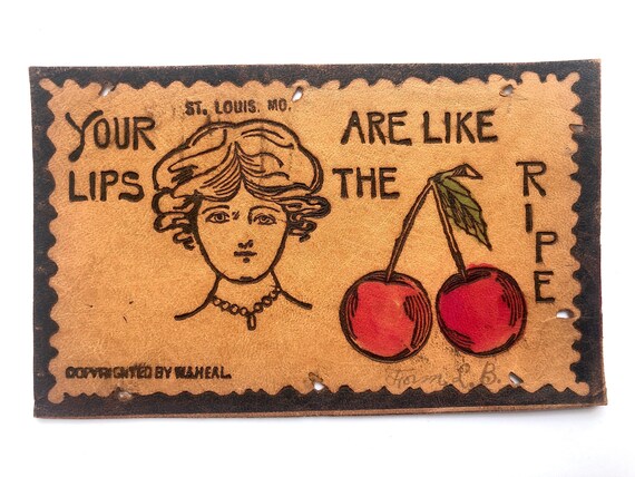 Early 1900's Antique Vintage Leather Postcards Posted Romantic Love ...