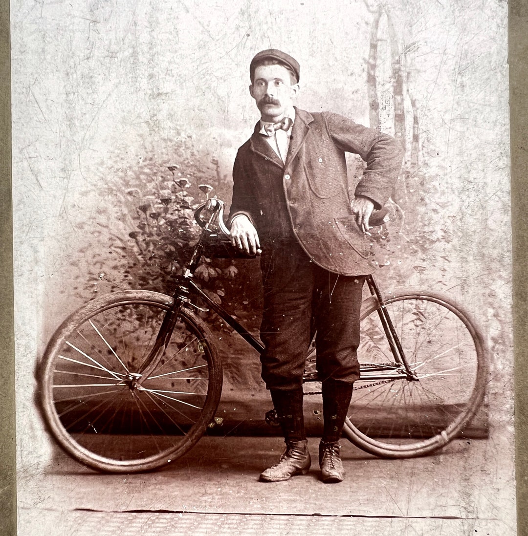 1897 Portrait of A Young Man & His Bicycle cabinet Card - Etsy