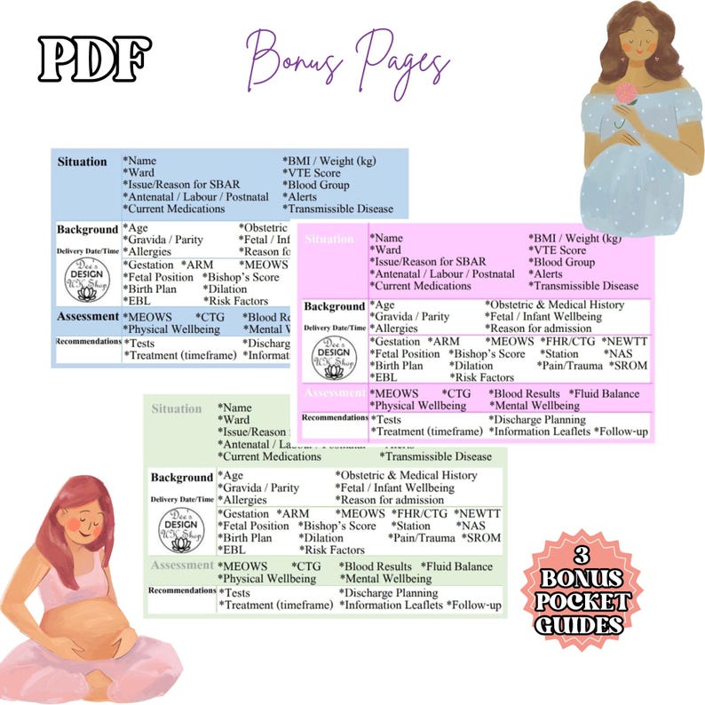 MATERNITY SBAR HANDOVER Sheets, Midwifery Student Learning, Efficient ...